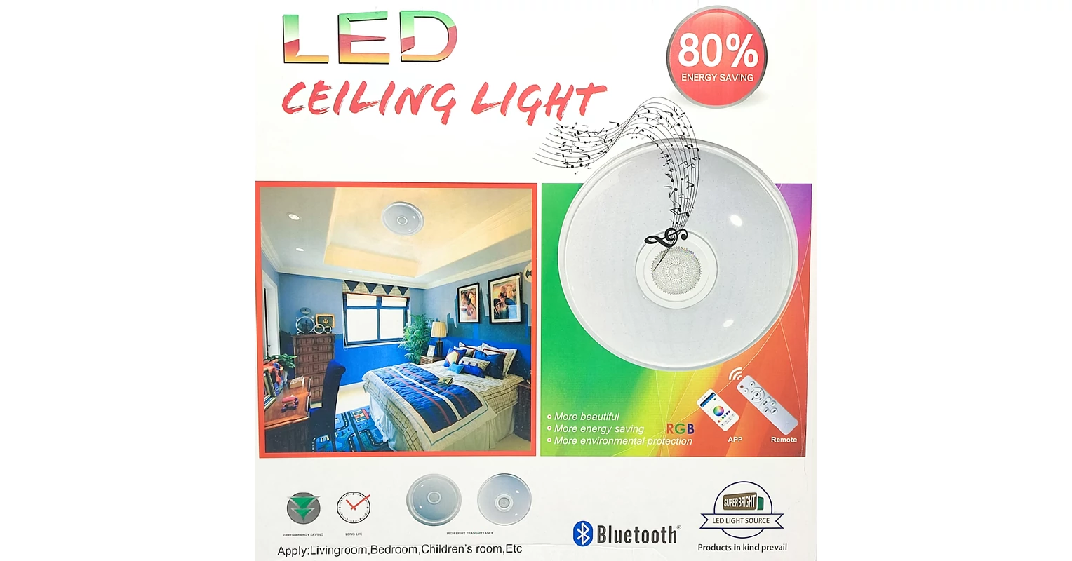 Bluetooth hangszórós RGBW mennyezeti LED lámpa távirányítóval, 2x24W + 2x36W, 52cm - LED világítás
