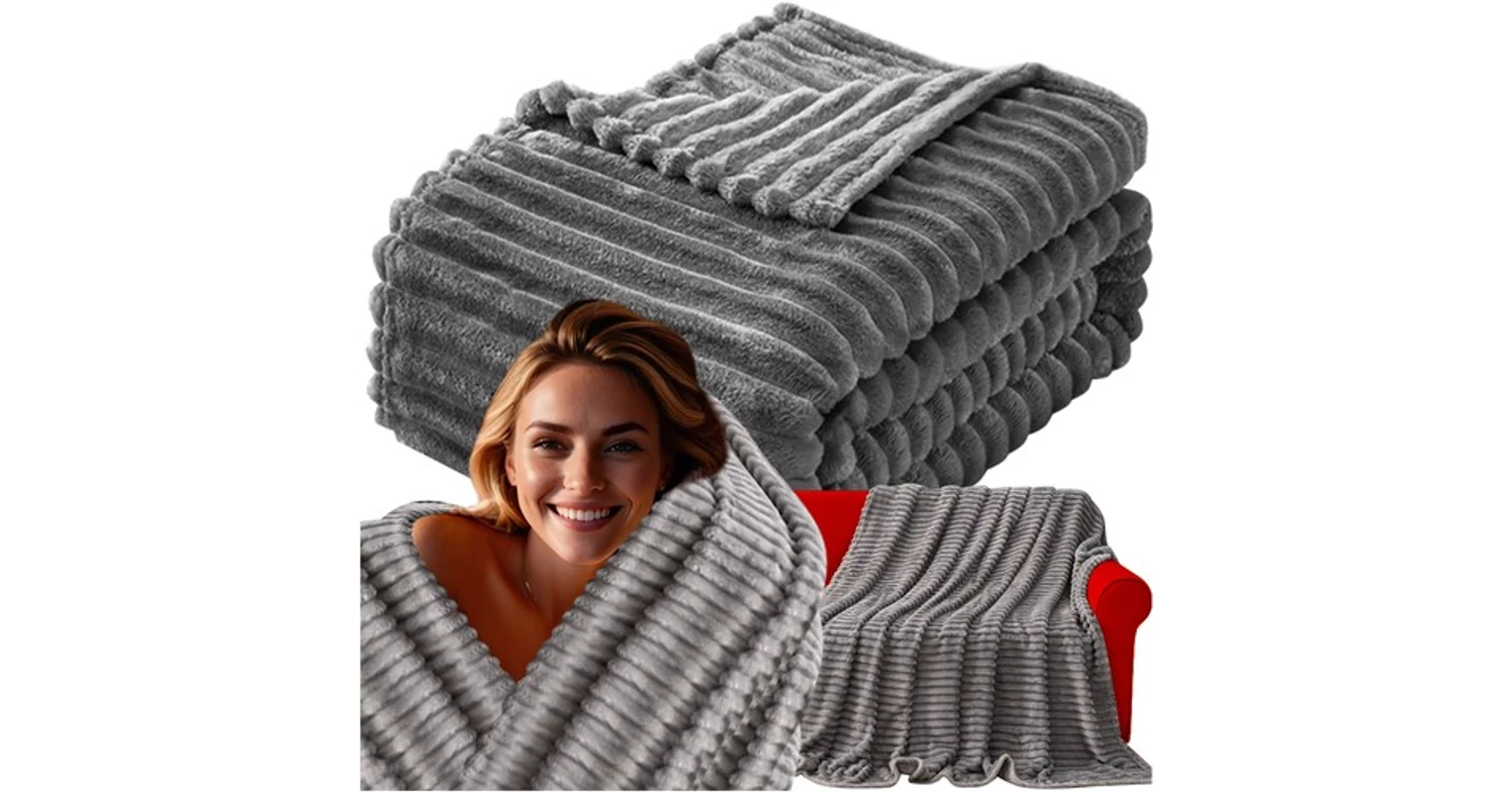 Vastag, puha kétszemélyes takaró szürke színben, dombornyomott mintával, 160x200 cm méretben ...