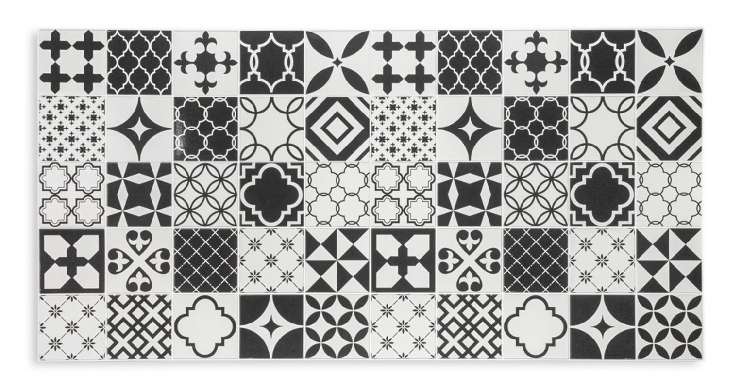 3D PVC falpanel Fekete-fehér dizájnos csempe minta fényes felülettel ...